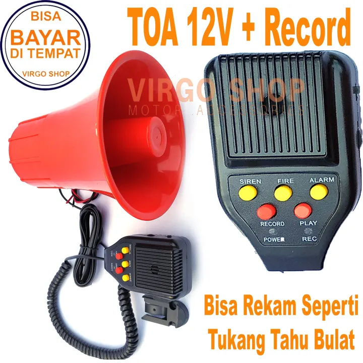 Klakson TOA - TOA SIRINE 3 Suara 12V + Bisa Record / Bisa Rekam dan ...