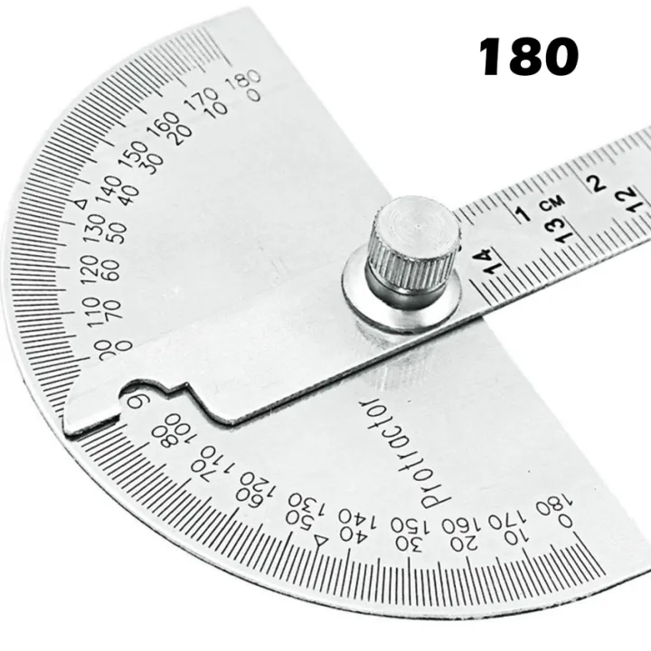 145mm Stainless Steel 180 Protractor Angle Meter Measuring Ruler Rotary ...