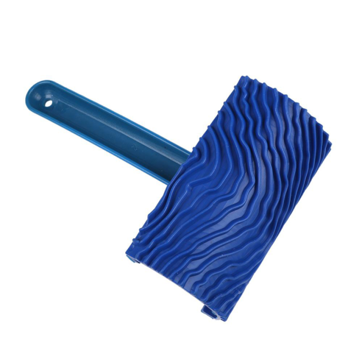 Kuas Roller Cat Urat Kayu Karet Biru, Alat Mengecat Tembok DIY Tekstur ...