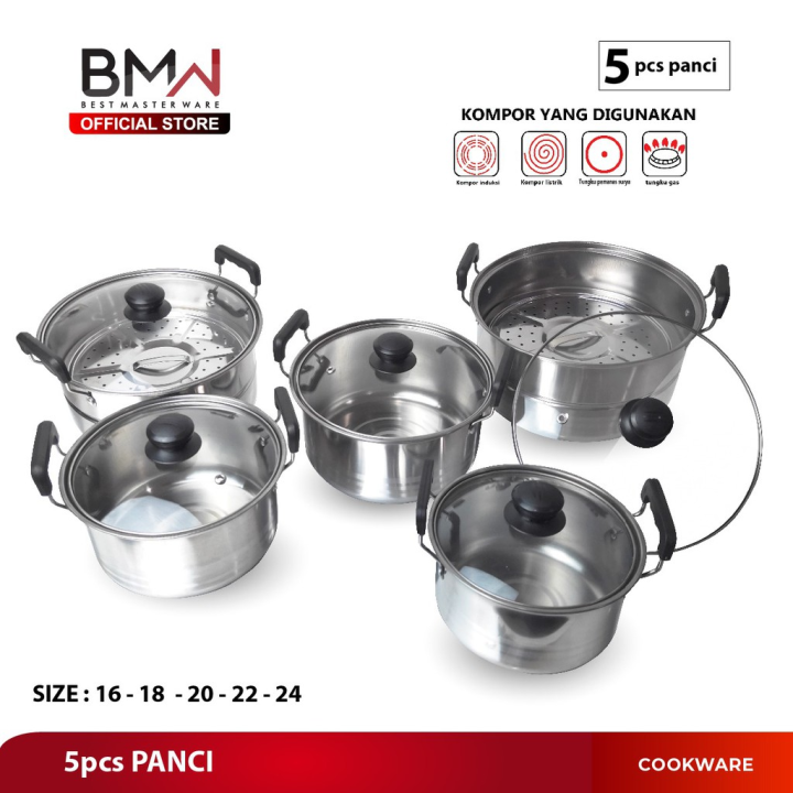 BMW Kitchen Ware - Panci set Sup sop Soup Pot Kukus Dandang / Steamer ...