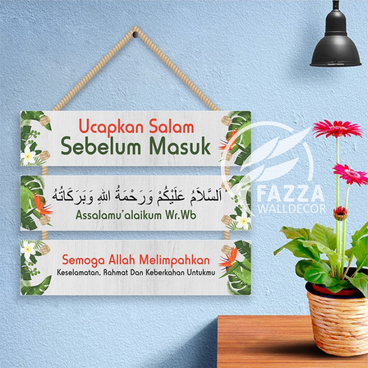 Wall decor Hiasan Dinding Kayu Gantung Tebal Ucapkan Salam Sebelum ...