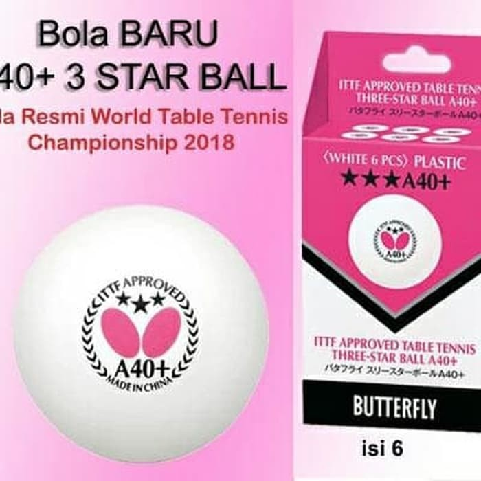 Bola PingPong Butterfly 3 Bintang A40+ ping pong 3 star isi 6 Original Butter fly | Lazada Indonesia