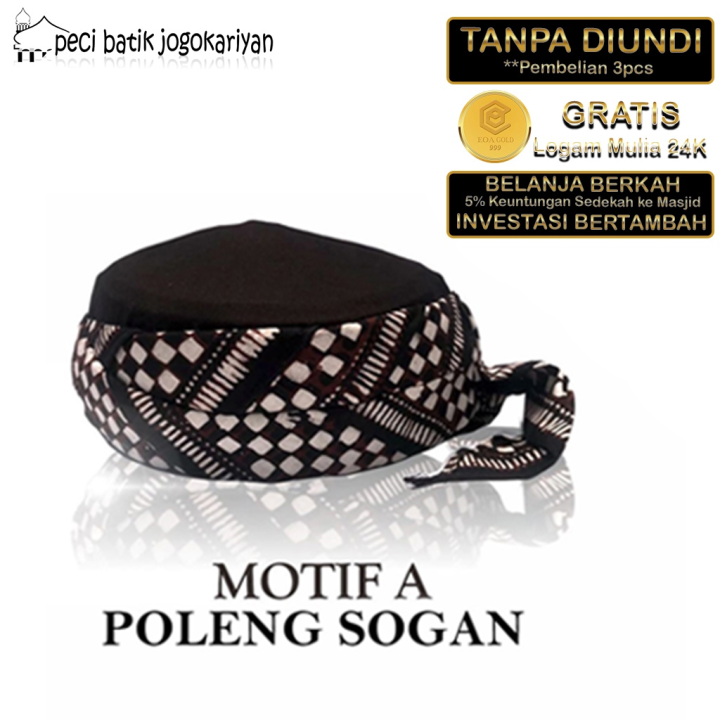 Peci Batik Jogokariyan Asli Motif Poleng Sogan Peci Sandiaga Kopeah ...