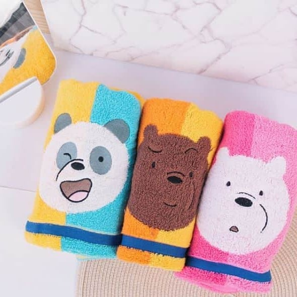 Miniso official x We Bare Bears! WBB Jacquard bath towel / face towel ...