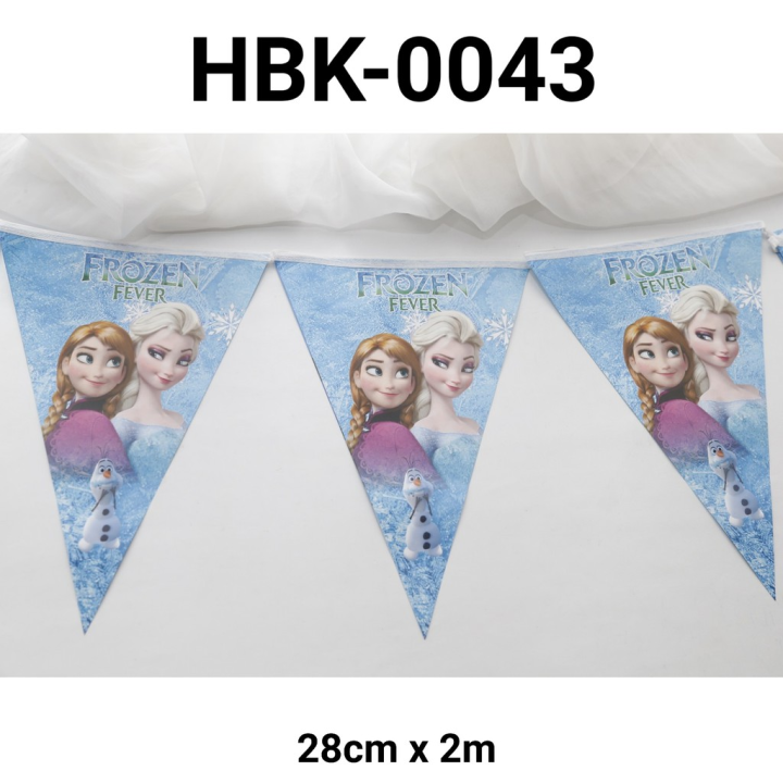 HBK-0043 Bunting banner flag dekorasi ulang tahun frozen elsa anna ...