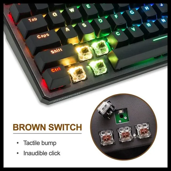 Tecware Phantom 87 Keys - Backlit Mechanical Ten Key Less Keyboard ...