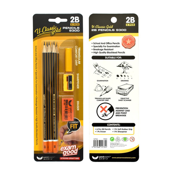 Unicorn 2B Pencil Set (9 Pcs) BC-9300 | Lazada