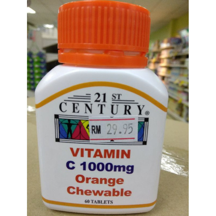 21st century vitamin c 1000mg orange chewable (60tab) | Lazada