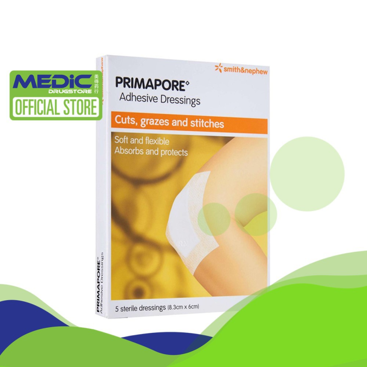 [Bundle of 5] Smith and Nephew PRIMAPORE Adhesive Dressings (8.3Cm x ...