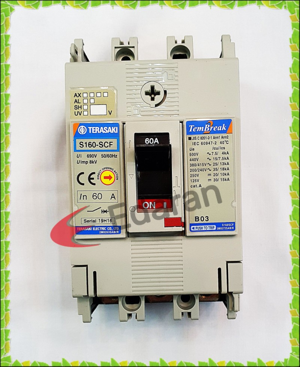 TERASAKI 3P 60A 25KA MCCB - S160SCF | Lazada