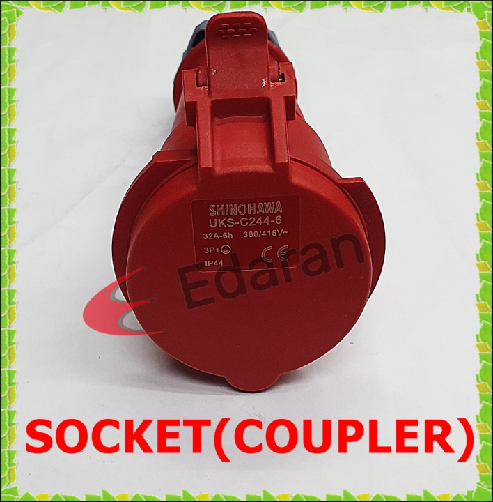SHINOHAWA 4 PIN 32A SAFETY INDUSTRIAL COUPLING SOCKET / PLUG TOP / WALL ...