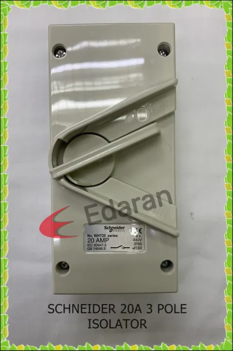 SCHNEIDER WHT20 GY 440V 3P 20A WEATHERPROOF ISOLATOR SWITCH - (IP66) | Lazada