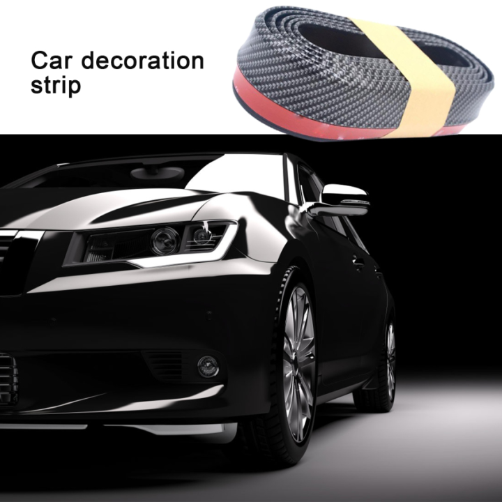 Car Universal Front Bumper Lip Carbon Fiber Rubber Splitter Chin ...
