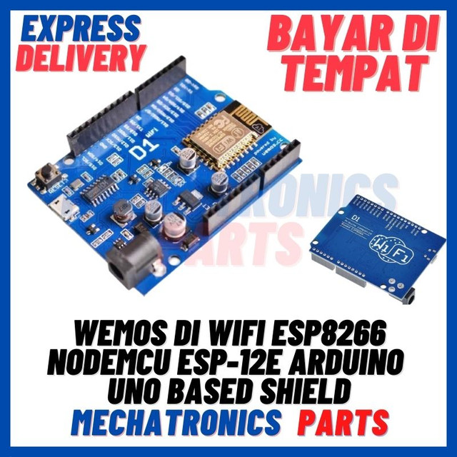 ELC[ESP-9001] WEMOS DI WIFI ESP8266 NODEMCU ESP-12E ARDUINO UNO BASED SHIELD | Lazada Indonesia