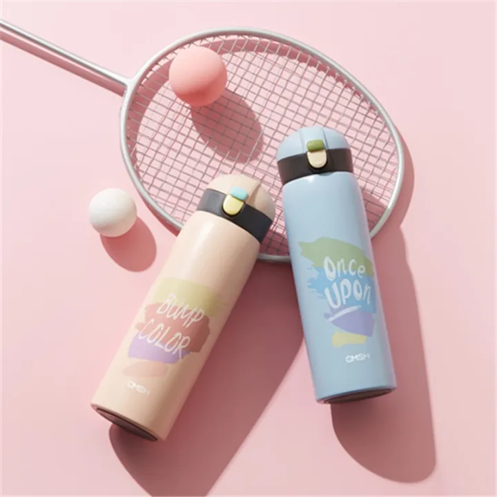 CMSH แก้วเก็บความเย็น 520ml กระบอกน้ำเก็บความร้อนความเย็น ลายกราฟฟิตี้ รุ่นยกดื่ม ขวดน้ำน่ารัก ...