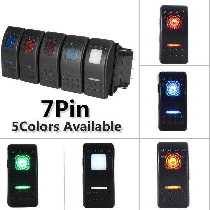 Universal 12V 7 Pins LED Light Button Switch DPDT ON-OFF-ON Self ...