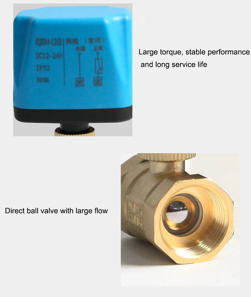 1/2" Normally Closed/Open Motorized Ball Valve 220V 12V 24V 2-Wire ...