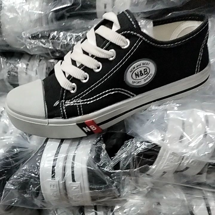 SEPATU SEKOLAH NB TALI PENDEK HITAM PUTIH | Lazada Indonesia