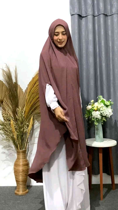 Jilbab Jumbo bahan Crinklee airflow premium SOFTPAD ANTEM model Tangan ...