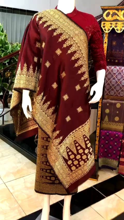 SONGKET CANTIK MANIS EXCLUSIVE MAROON GOLD/SONGKET PALEMBANG | Lazada ...