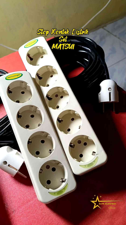 Stop Kontak Listrik Set MATSUI 1 / 2 / 3 / 4 / 5 Lubang + Panjang Kabel 3 Meter / Extension Wire ...