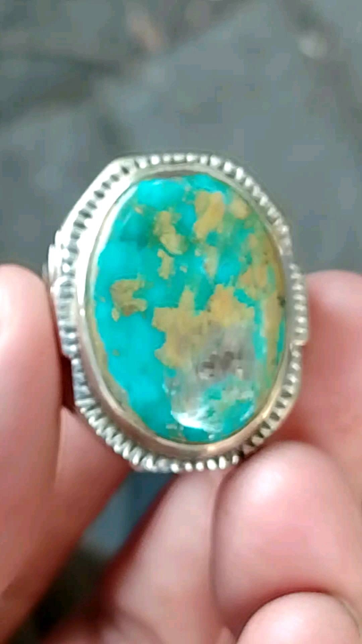 CINCIN BATU PIRUS PERSIA NATURAL WARNA HIJAU PADAS KUNING SANTUN ...