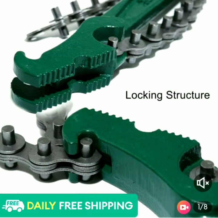 9 Inch Heavy-Duty Ratcheting Chain Wrench fits 5 Inch Diameter ...