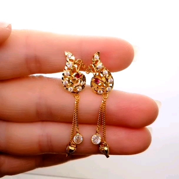 Subang Gantung Peacock Skru Design India Emas 916 Yon Hing | Lazada