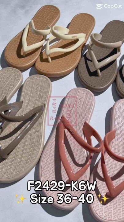 Luofu Sandal Jepit Karet Empuk Wanita Tali Dua F2429-K6W (G2) | Lazada Indonesia