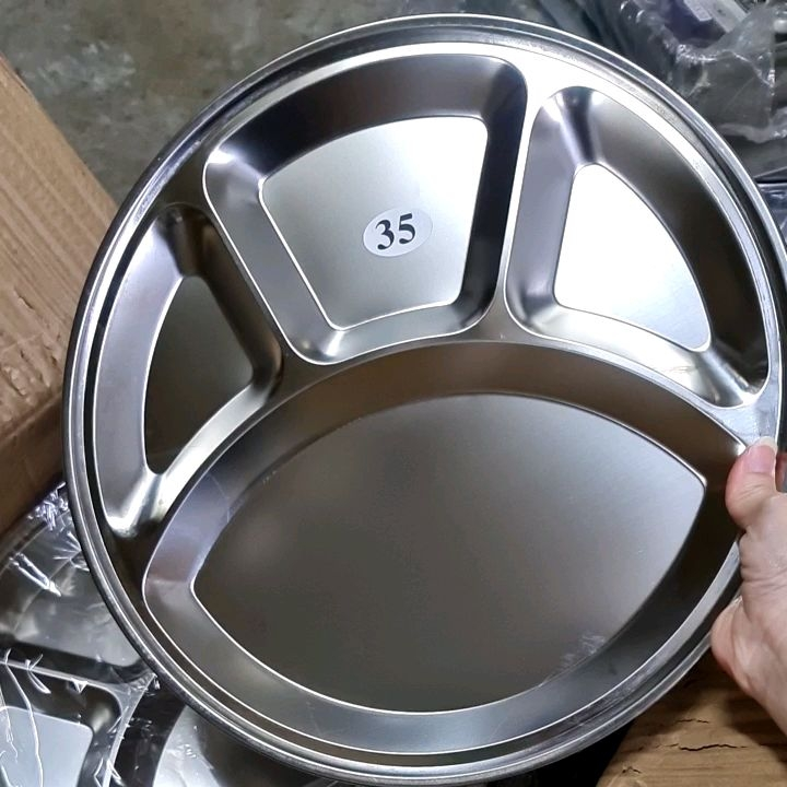 35cm Serving Food Tray Stainless Steel Roti Canai Plates 10pcs ...