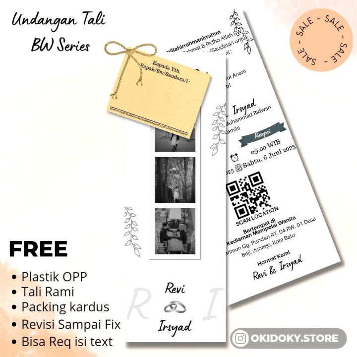 (50 pcs) Undangan Tali Rami - Undangan Rustic - Undangan pernikahan ...