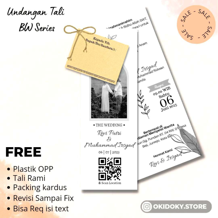 (50 pcs) Undangan Tali Rami - Undangan Aesthetic - Undangan pernikahan ...