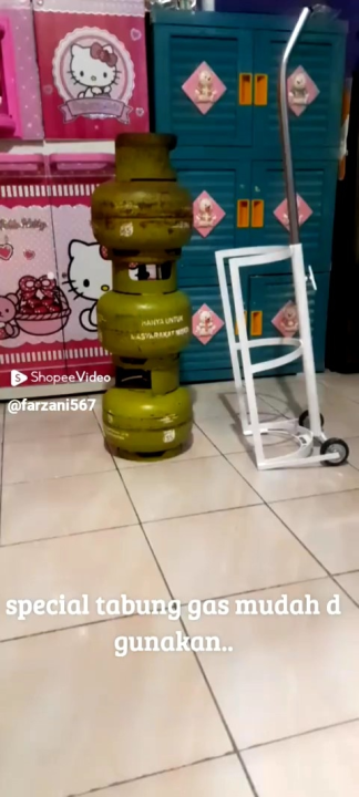 troli besi buat bawa Gas 3 kg,muat sampai 3 tabung gas sekaligus ...