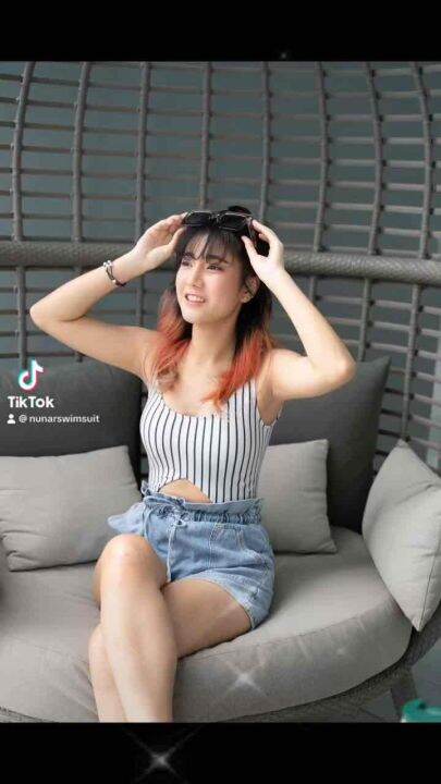 ชุดว่ายน้ำ NUNAR SWIMSUIT (Stripes Blue Sky L) 34|30|34 | Lazada.co.th