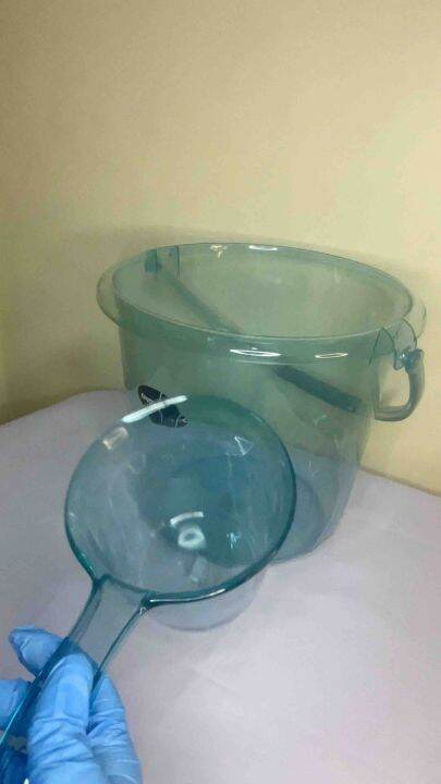 THICK TRANSPARENT BUCKET CLEAR/GRAY/BLUE DIPPER SET TIMBA TABO HOME ...