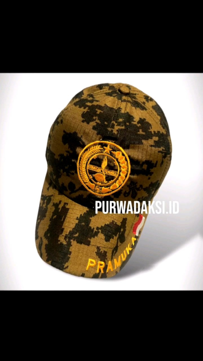 topi lapangan loreng pramuka Indonesia / Topi pramuka bordir logo tunas wosm dll Topi gerakan ...
