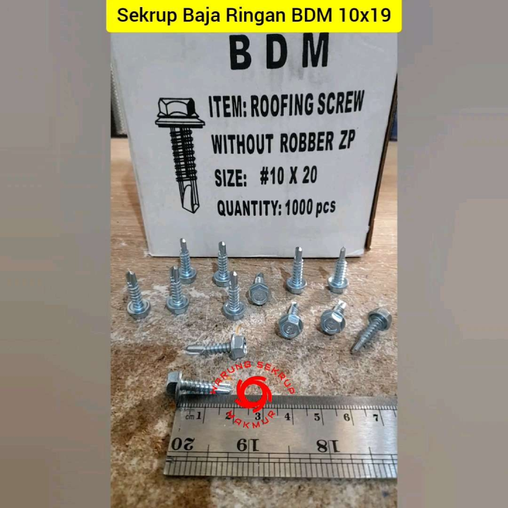 (50 pcs) Sekrup Roofing Putih #10x19 / Baut Baja Ringan 2CM | Lazada ...