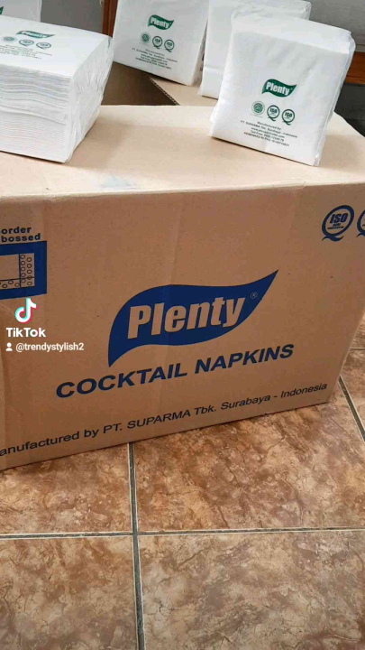 1 Dus Plenty Tissue Cocktail Napkins Border Emboss || 1Dus = 48 packs ...