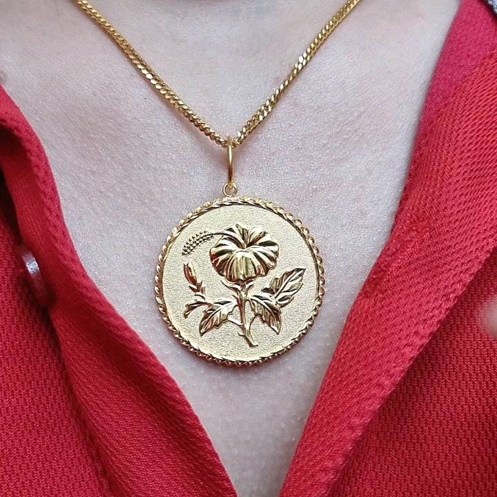 LOKET BUNGA RAYA 3D EMAS 916 2-4g up | Lazada