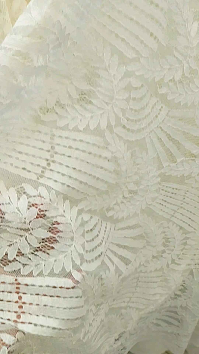 Bahan/Kain Brokat Katun Motif/Brukat Bw/Brokat putih tulang | Lazada ...