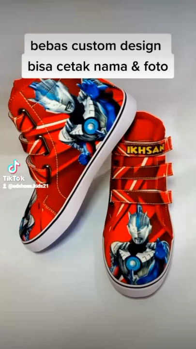 sepatu anank karakter dino dinosaurus trex | cetak nama & foto | custom ...