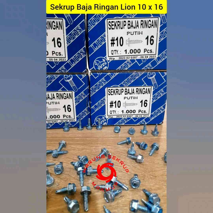 (100 pcs) Skrup / Sekrup Baja Ringan LION 10 x 16 | Lazada Indonesia