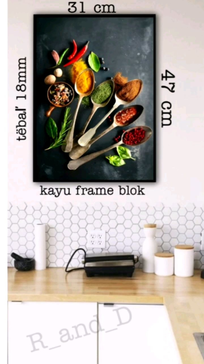 Poster gambar buah-buahan, hiasan dinding bingkai kayu ukuran A4 ...
