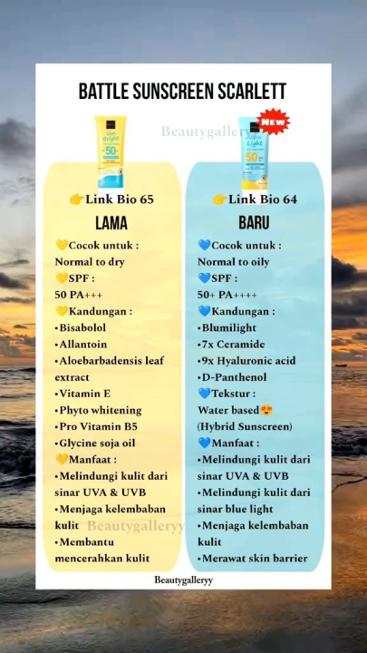 SCARLETT SUNSCREEN SUN BRIGHT DAN ULTRA LIGHT SPF 50+++ ORIGINAL | Lazada