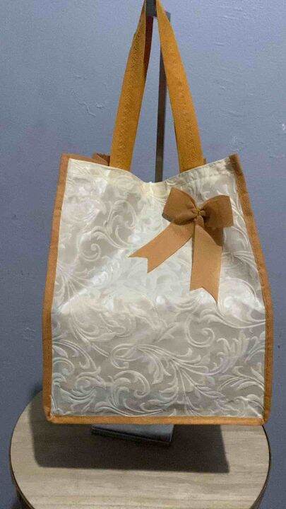 (Isi 1 Lusin = 12) Pcs Goodiebag Tas Hajatan MOTIF PITA 22x22 Tinggi 30 cm / tas nasi box / tas ...