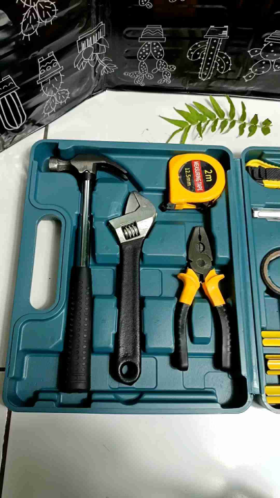 Perkakas Tukang Set Toolkit Alat Perkakas Palu Tang Obeng Kunci Pas 15 ...