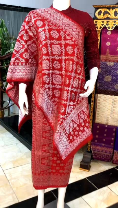 EXCLUSIVE Songket Lepus Merah Silver / Songket Palembang | Lazada Indonesia