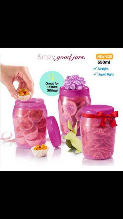 Tupperware Universal Jar With Gift Box 550ml (6) Pink Set - 1 set Full ...