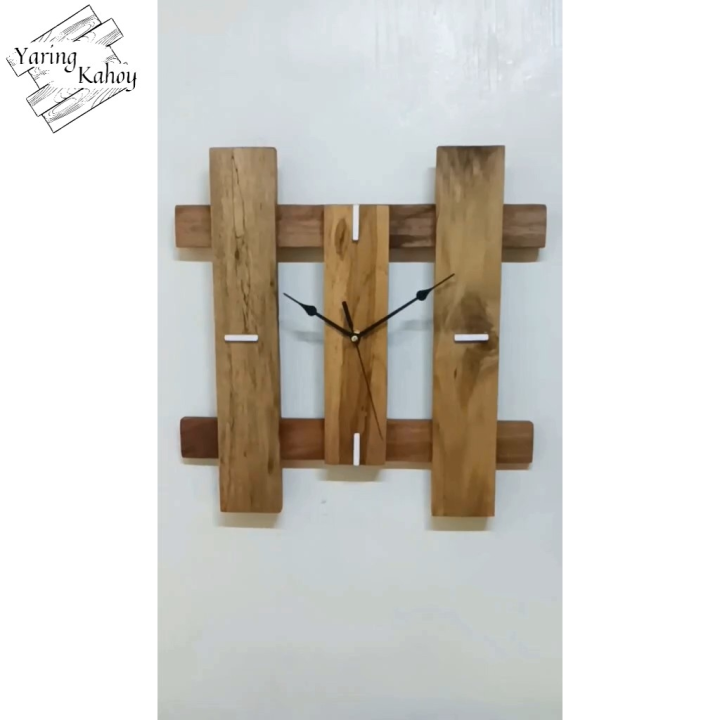 FENCE CLOCK wall clock analog display wood furniture wooden decoration ...