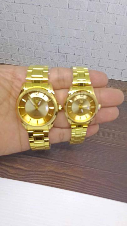 JAM TANGAN RANTAI TANGGAL GOLD CUOPLE WATER RESISTANT | Lazada Indonesia